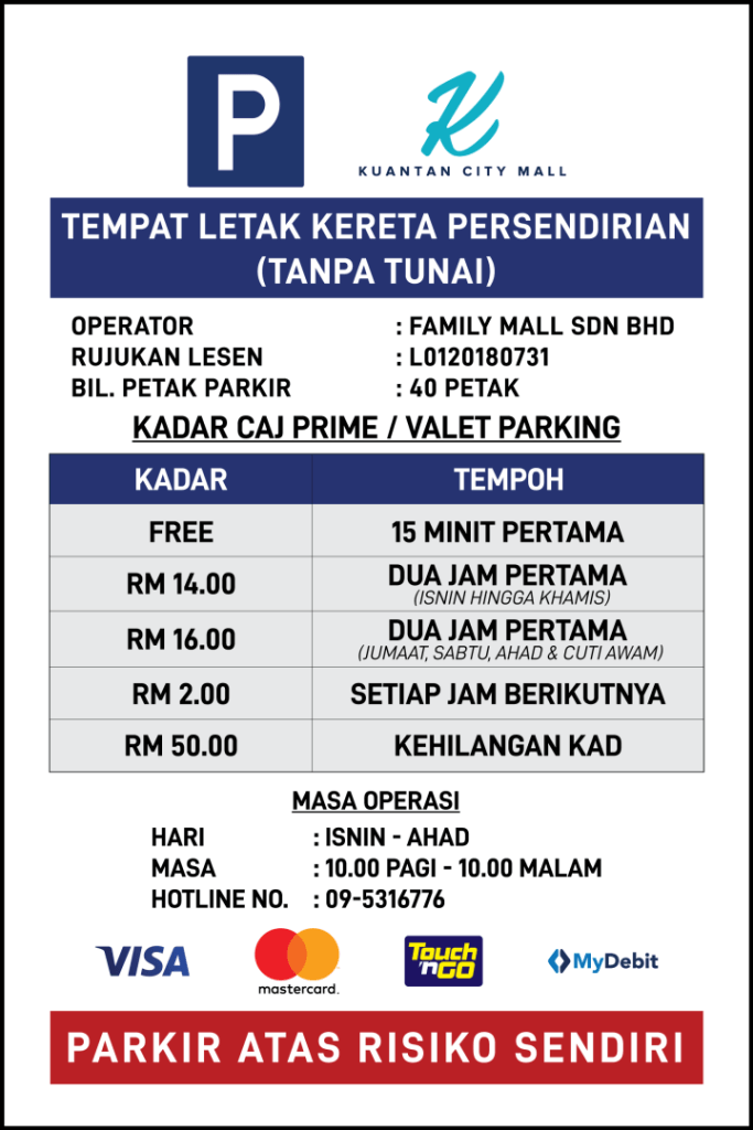 Welcome to Cashless Parking - Kuantan City Mall